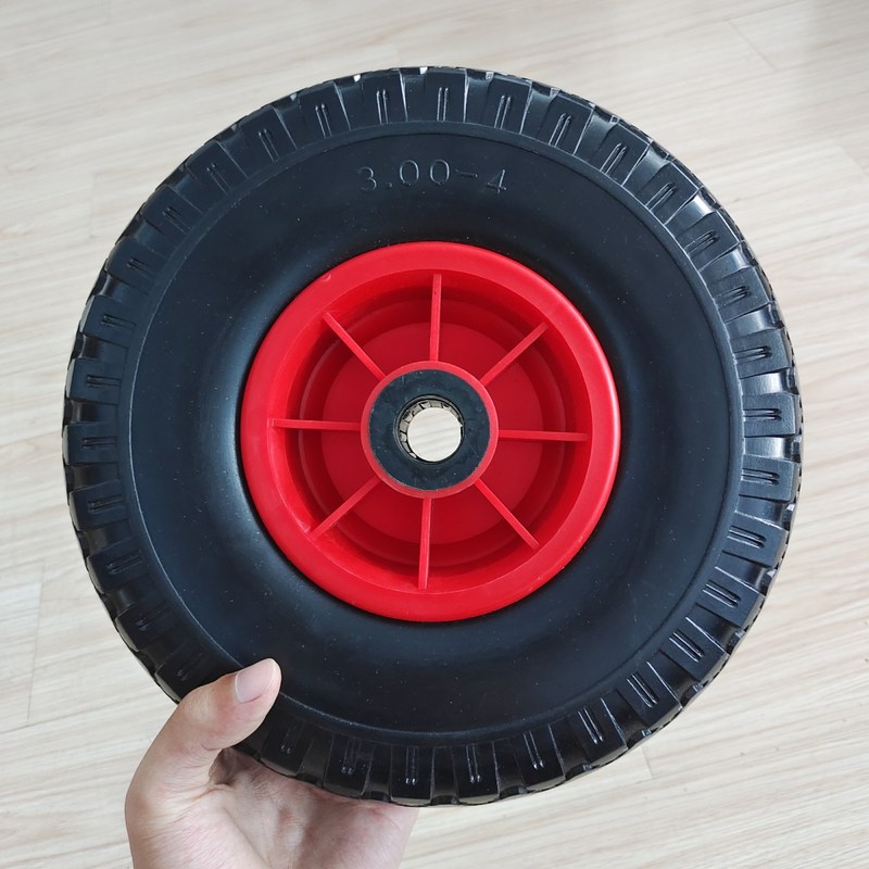 300-4 Red Rim Rubber Wheel 10 Inch Tire Garden Cart Wheelbarrow ...